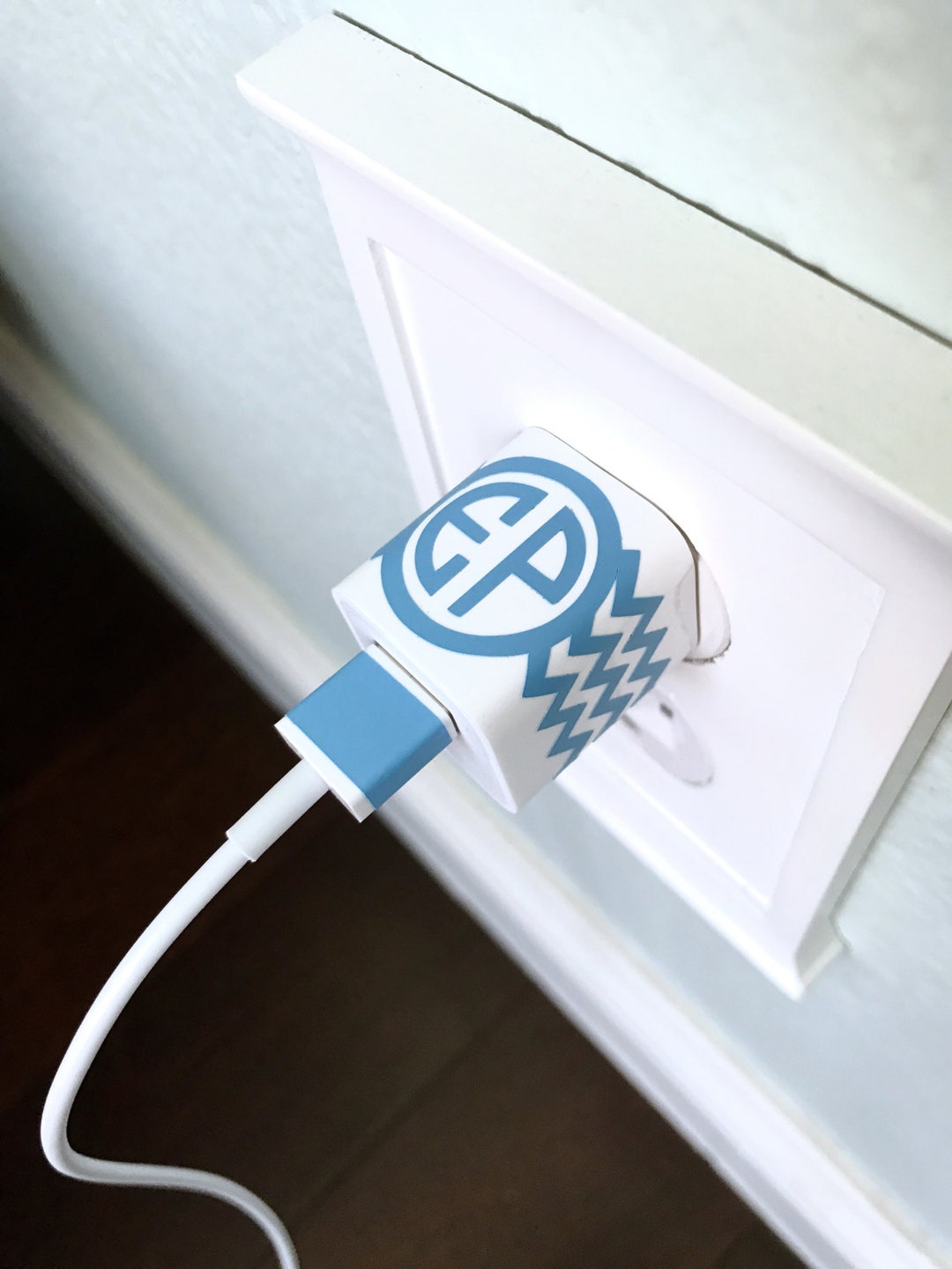 Circle Monogram Chevron CHARGER and USB WRAP Decal Monogram Custom ...