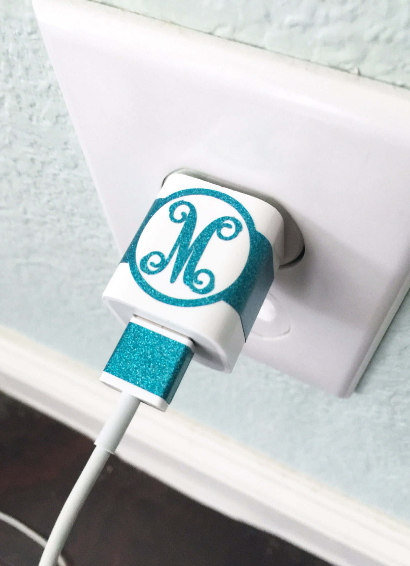 Vine Monogram CHARGER USB WRAP Decal Monogram Custom Label Your Charger ...