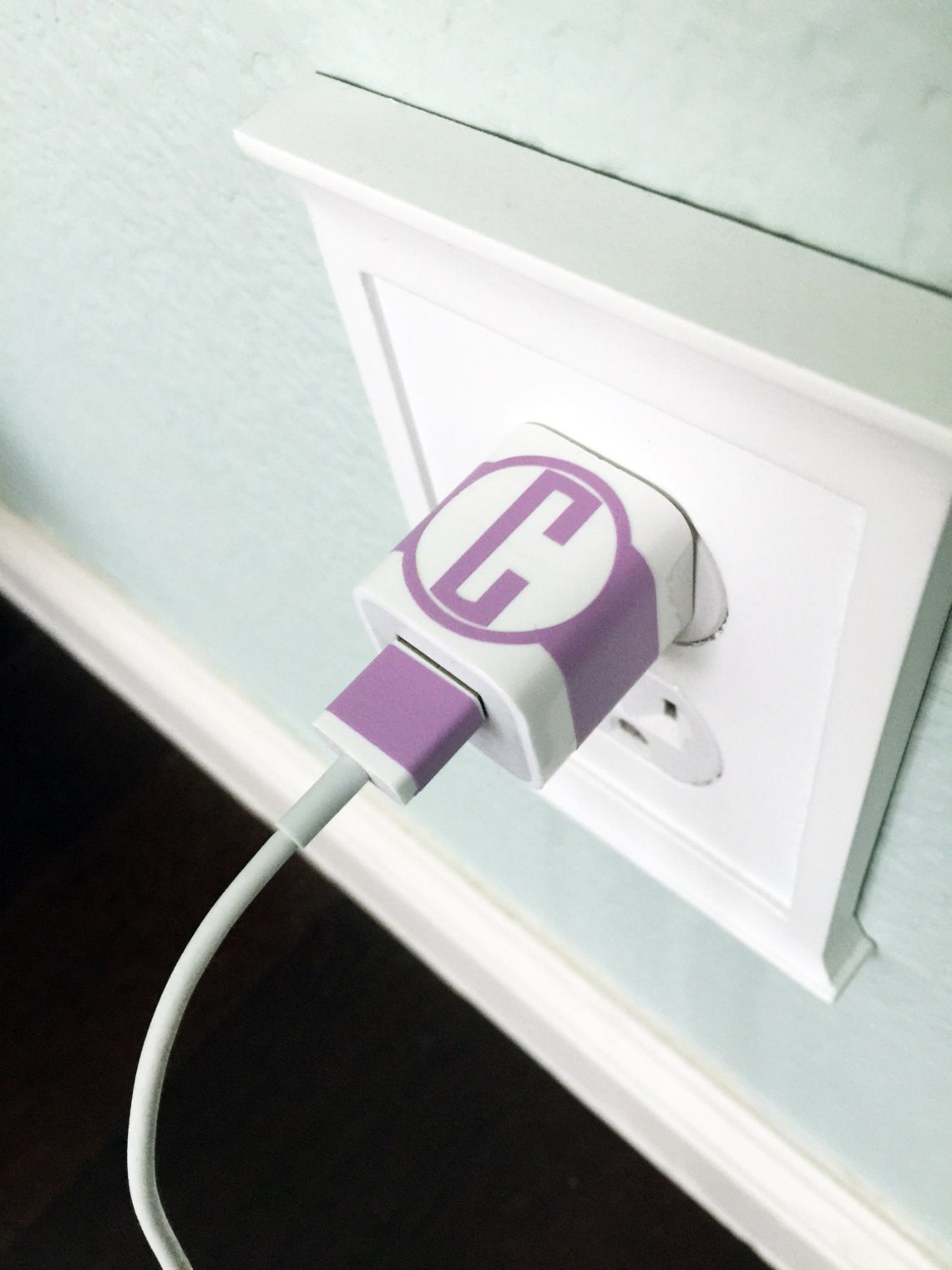 Monogram CHARGER Decal and USB WRAP Monogram Custom Label Your - Etsy