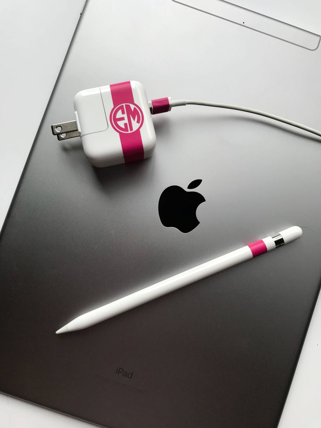 IPad Monogram CHARGER USB WRAP and Apple Pen Decal Monogram Custom ...