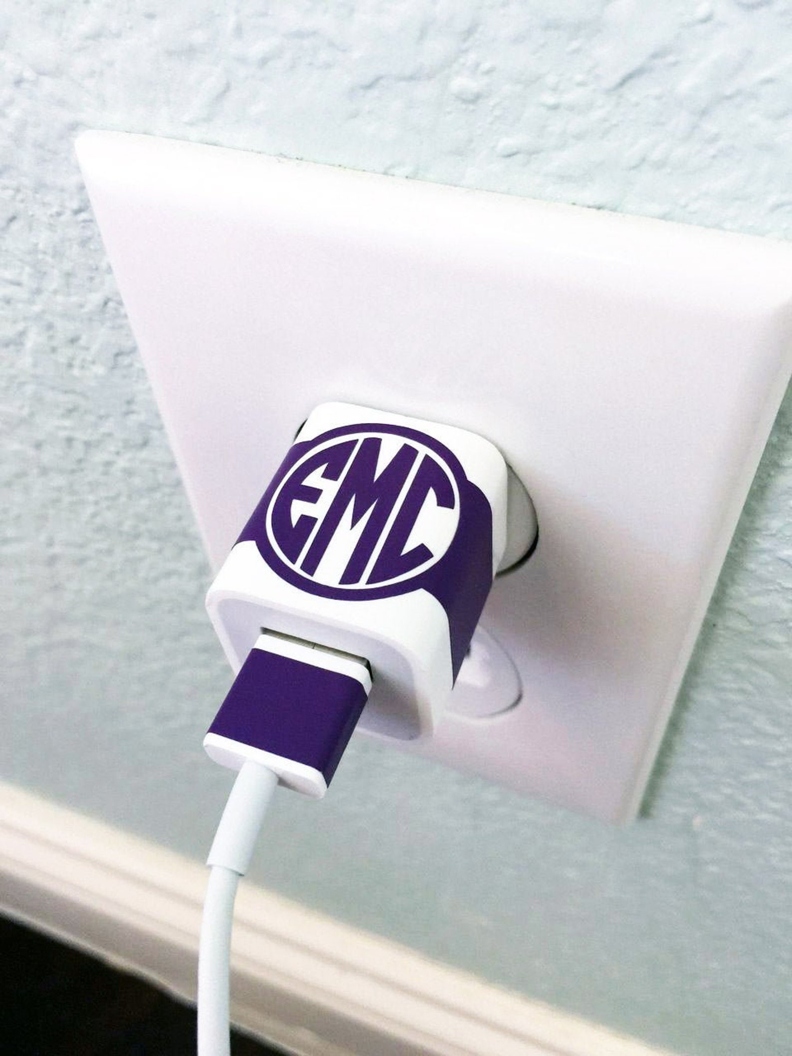 Monogram CHARGER and USB WRAP Decal Monogram Custom Label Your - Etsy