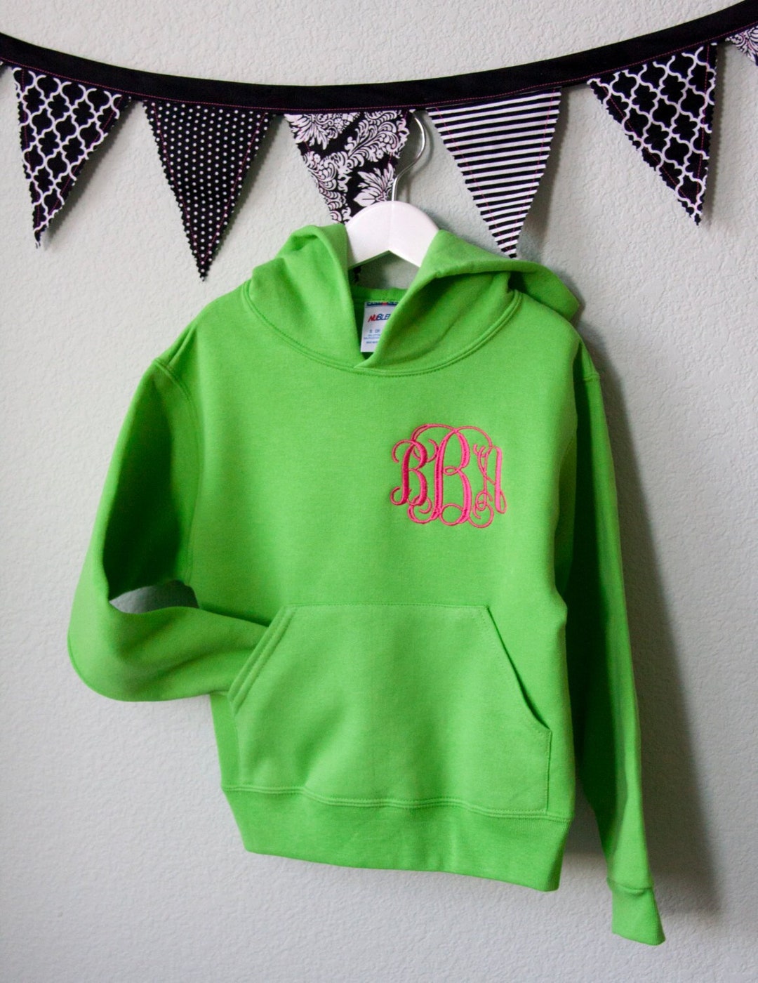 GIRLS EMBROIDERED MONOGRAM Hoodie Youth Sweatshirt Fall Fleece Custom ...