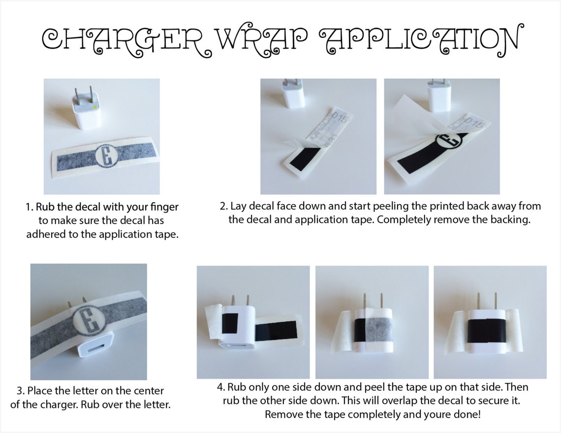 Vine Monogram CHARGER USB WRAP Decal Monogram Custom Label - Etsy