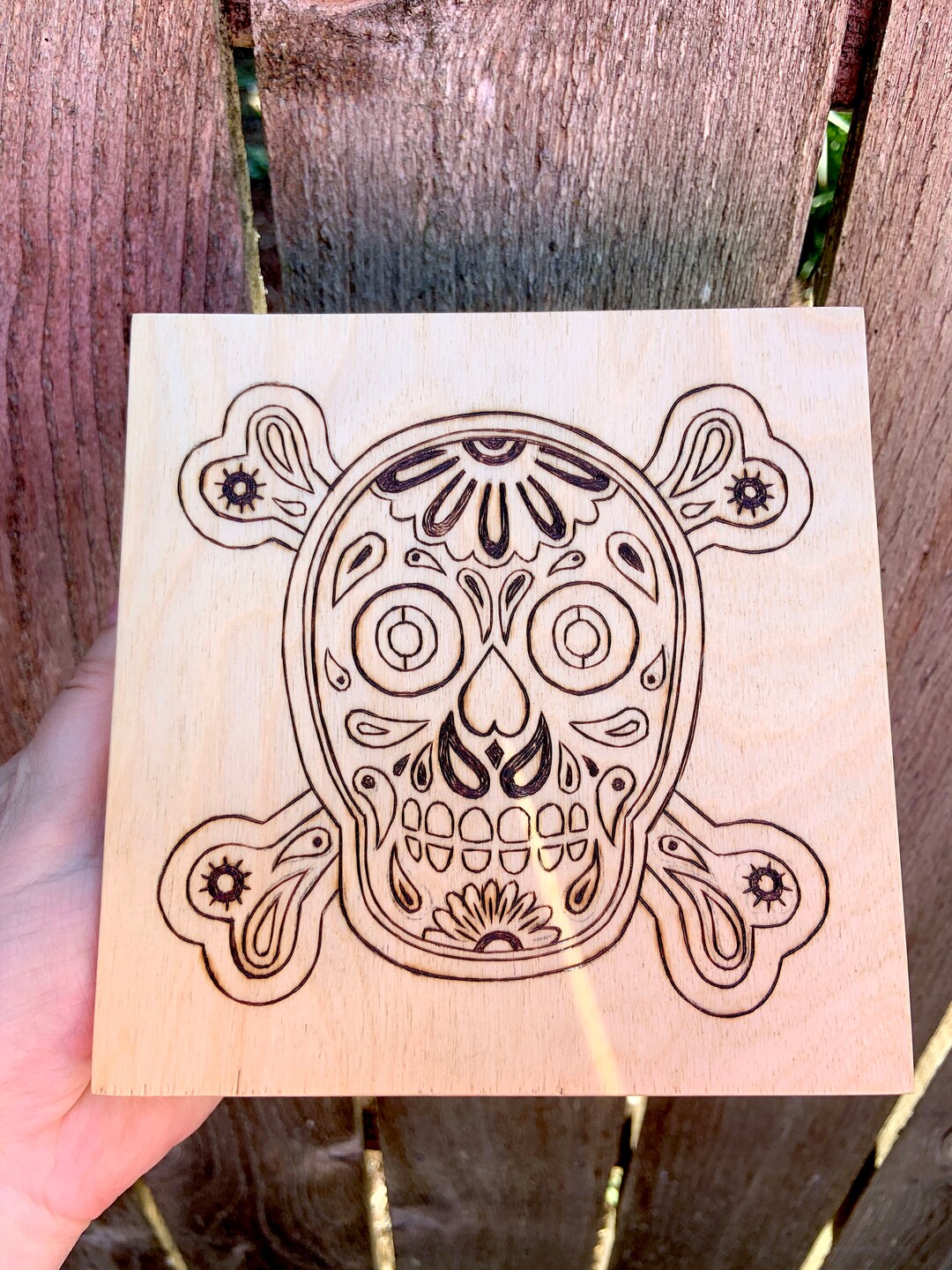 Pyrography Artwork Wood Burning Art Sugar Skull Custom Wood - Etsy