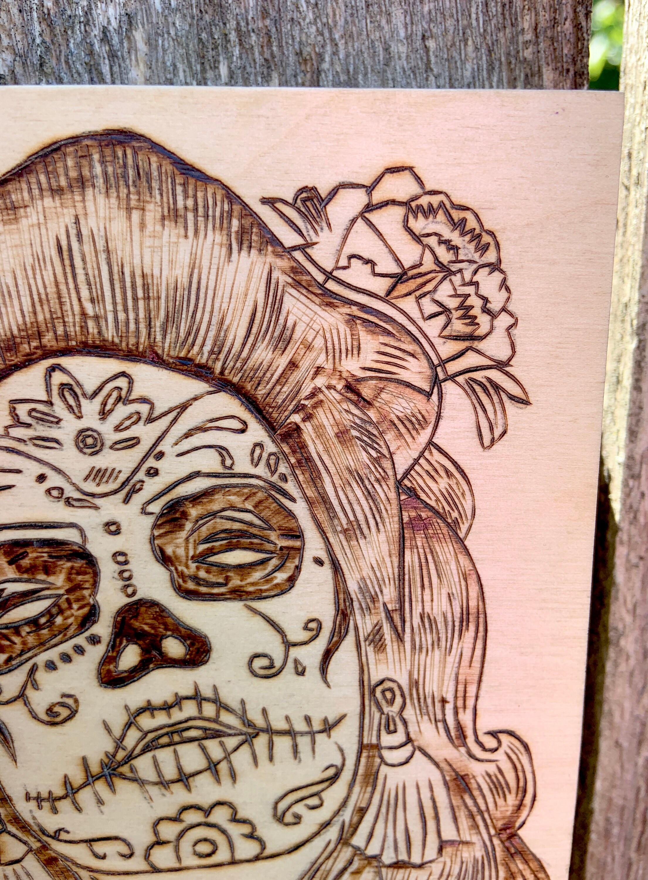 Pyrography Wood Burning Art, Dia Dos Muertos, Sugar Skull, Custom Art ...