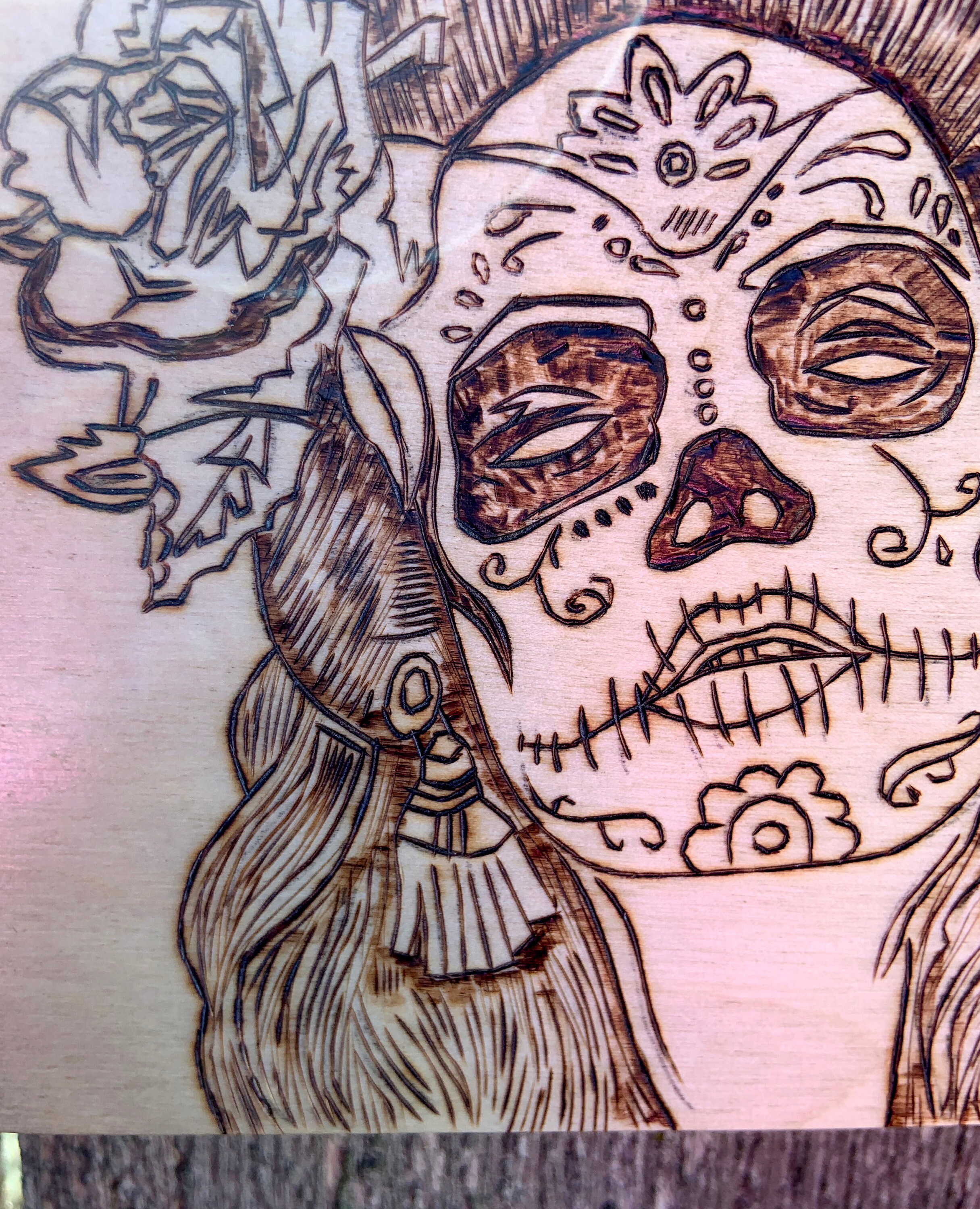 Pyrography Wood Burning Art, Dia Dos Muertos, Sugar Skull, Custom Art ...