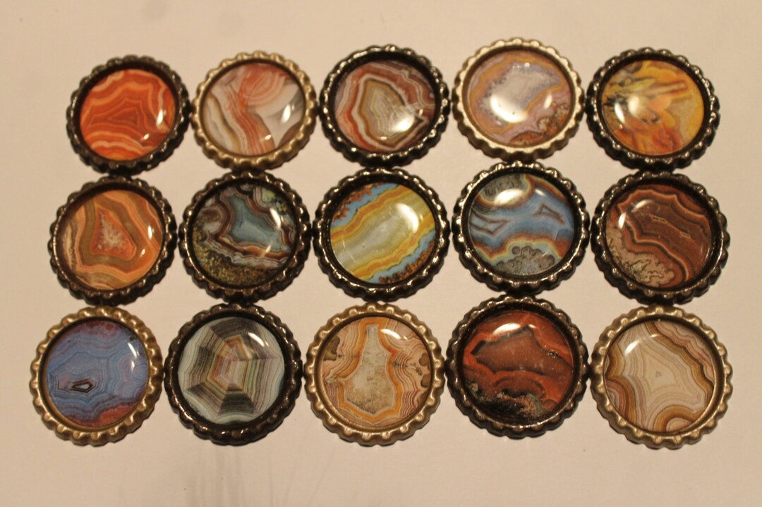 Geocache Bottle Cap Trade Items - 15 Piece Polished Agate Stones ...