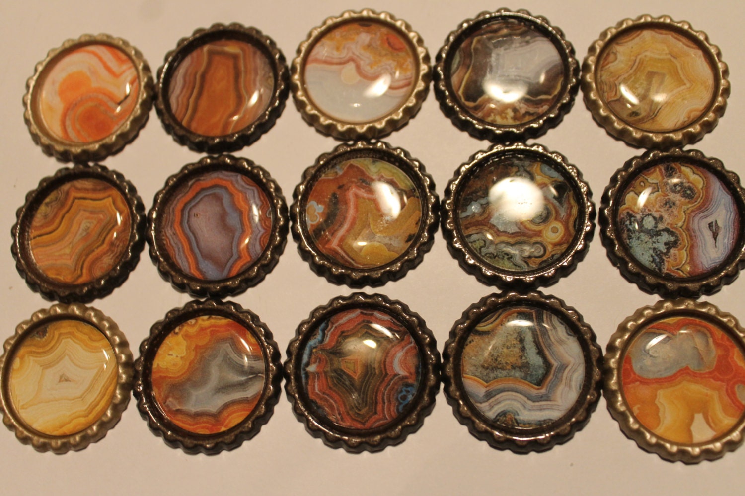 Geocache Bottle Cap Trade Items - 15 Piece Polished Agate Stones ...