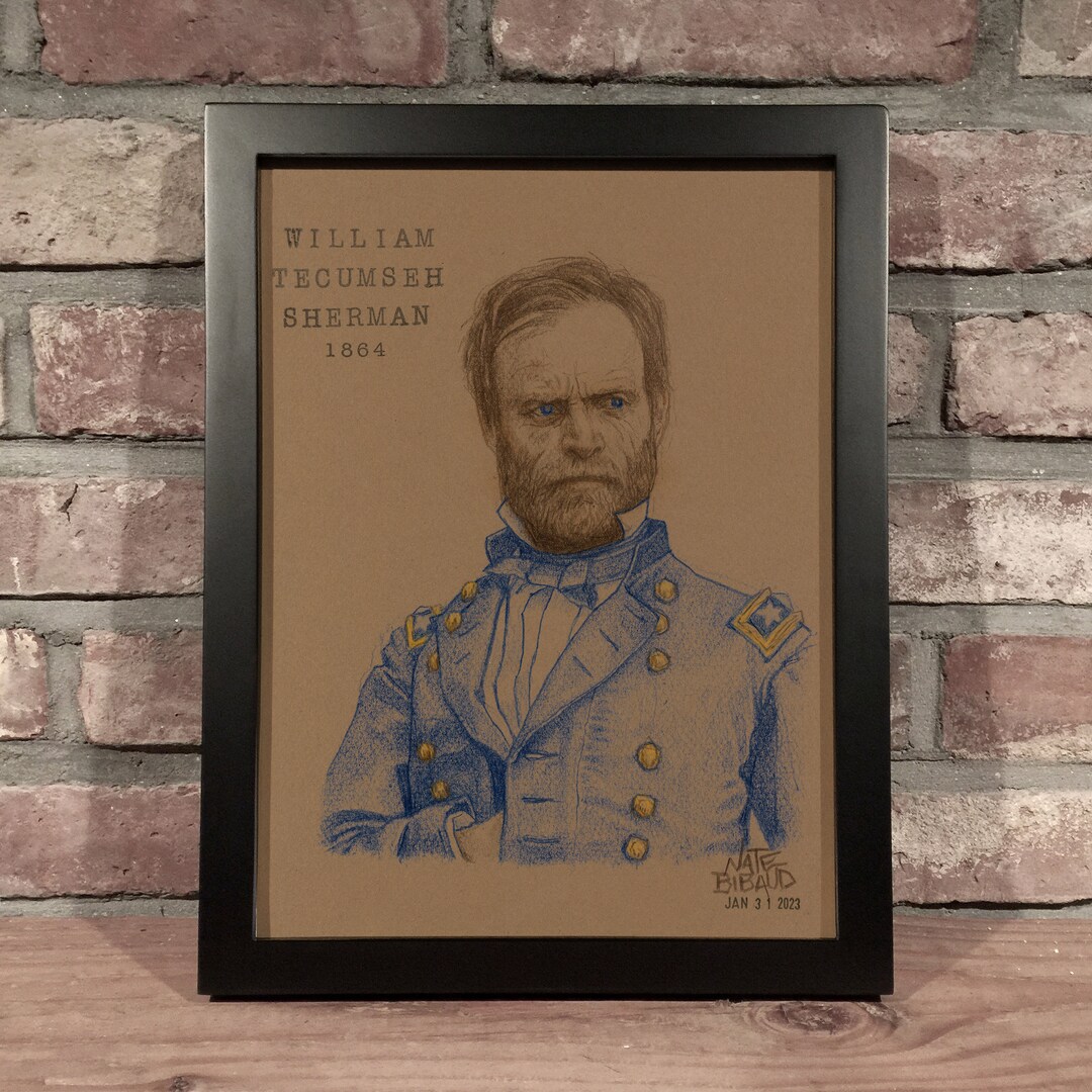 WILLIAM TECUMSEH SHERMAN // Colored Pencil Drawing - Art Print - Etsy