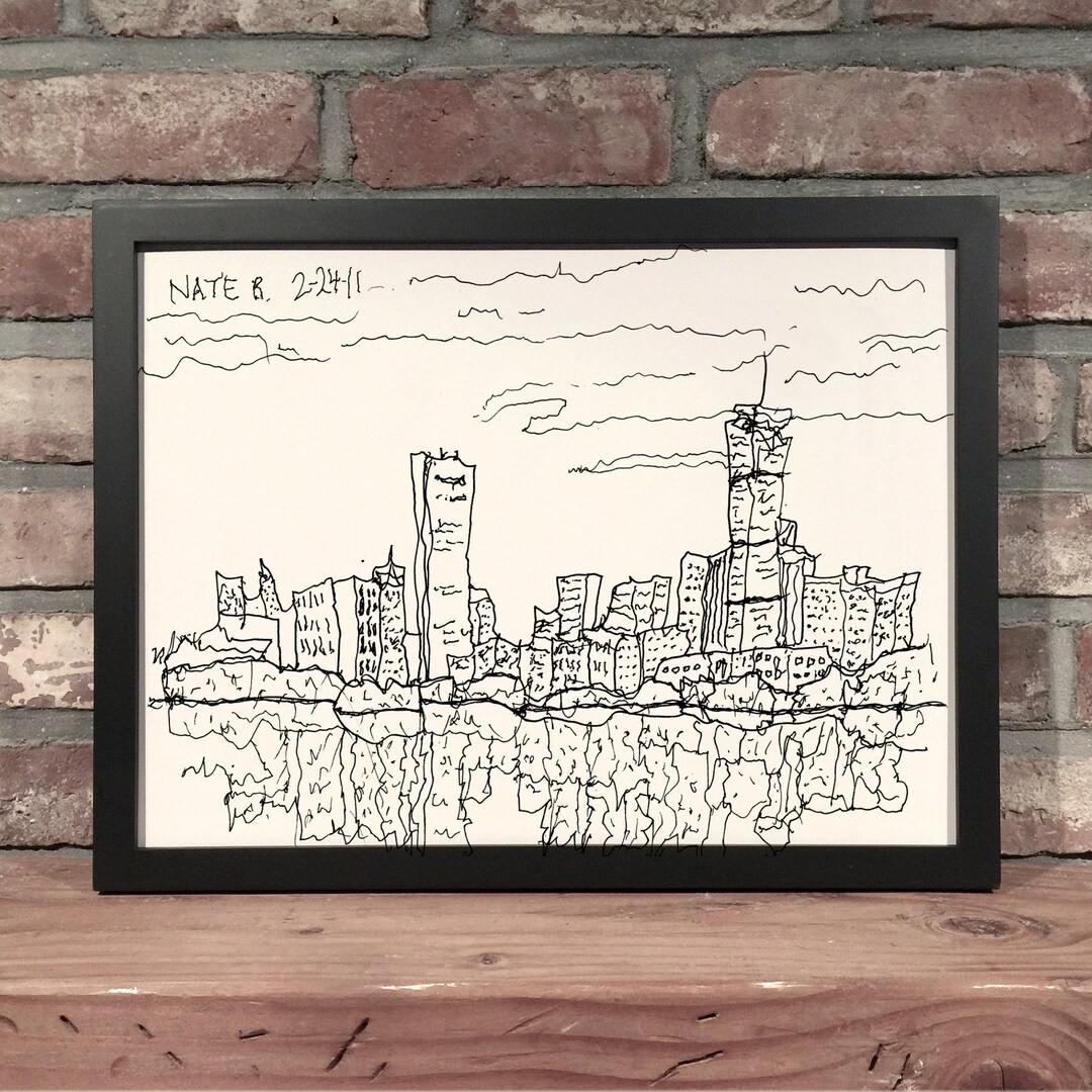 BOSTON SKYLINE // Ink & Watercolor - Art Print - Etsy