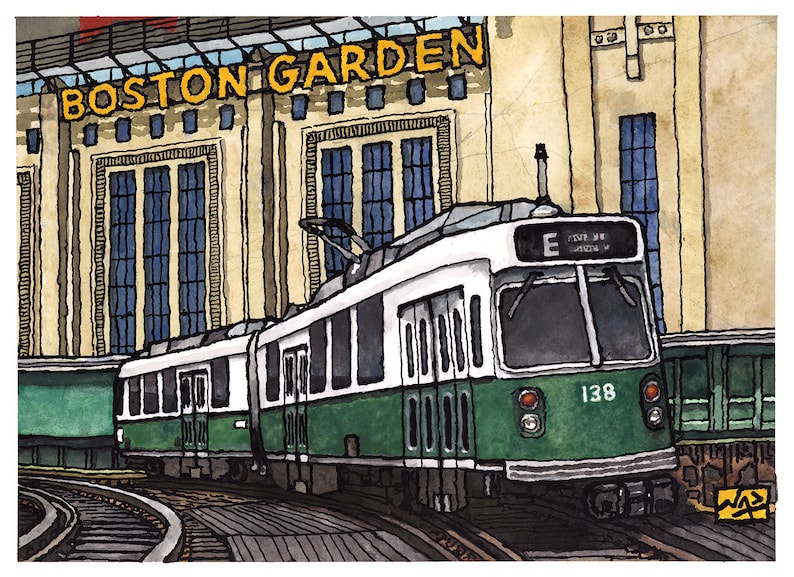 Art Print // BOSTON GARDEN Ink & Watercolor - Etsy