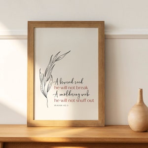 Isaiah 42:3 Bible Verse Print, Minimalist Christian Wall Art (digital ...