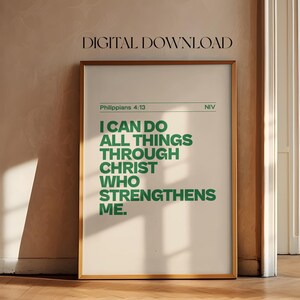 Philippians 4:13 I Can Do All Things Through Christ Printable, Modern ...