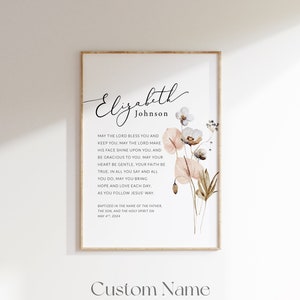 Personalised Baptism Printable for Baby, Custom Name Baptism Print ...
