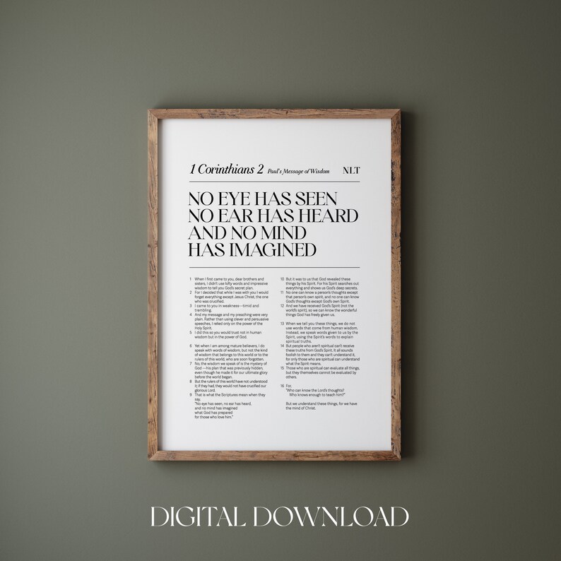 1 Corinthians 2 Bible Verse Poster, Christian Wall Art (digital ...