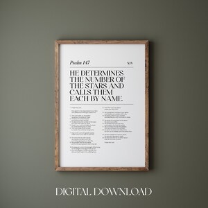 Psalms 147 He Determines the Number of the Stars Printable, Bible ...