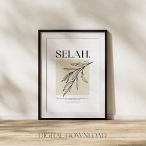 Selah Bible Verse Printable, Selah HEBREW Definition Wall Art ...