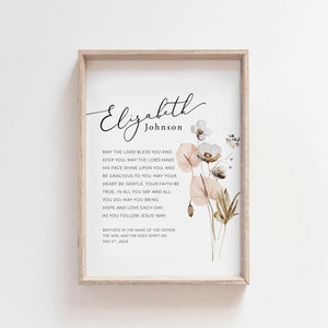 Personalised Baptism Printable for Baby, Custom Name Baptism Print ...