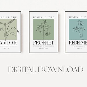 Names of Jesus Set of 3 Downloadable Poster, Jesus Savior Prophet ...