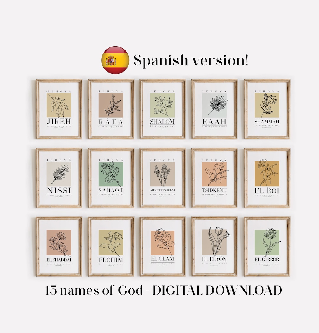 Spanish Version 15 Names of God Digital Download, Jehova Jireh Rafa ...