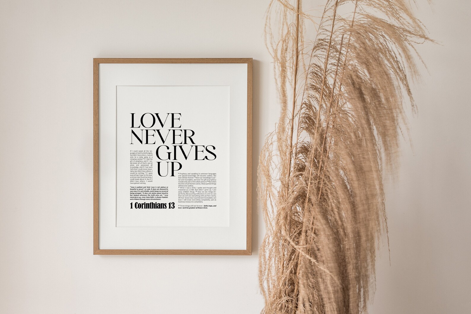1 Corinthians 13 Love Never Gives up Printable, Bible Verse Love Wall ...