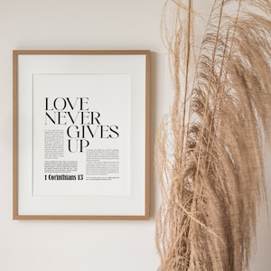 1 Corinthians 13 Love Never Gives up Printable, Bible Verse Love Wall ...