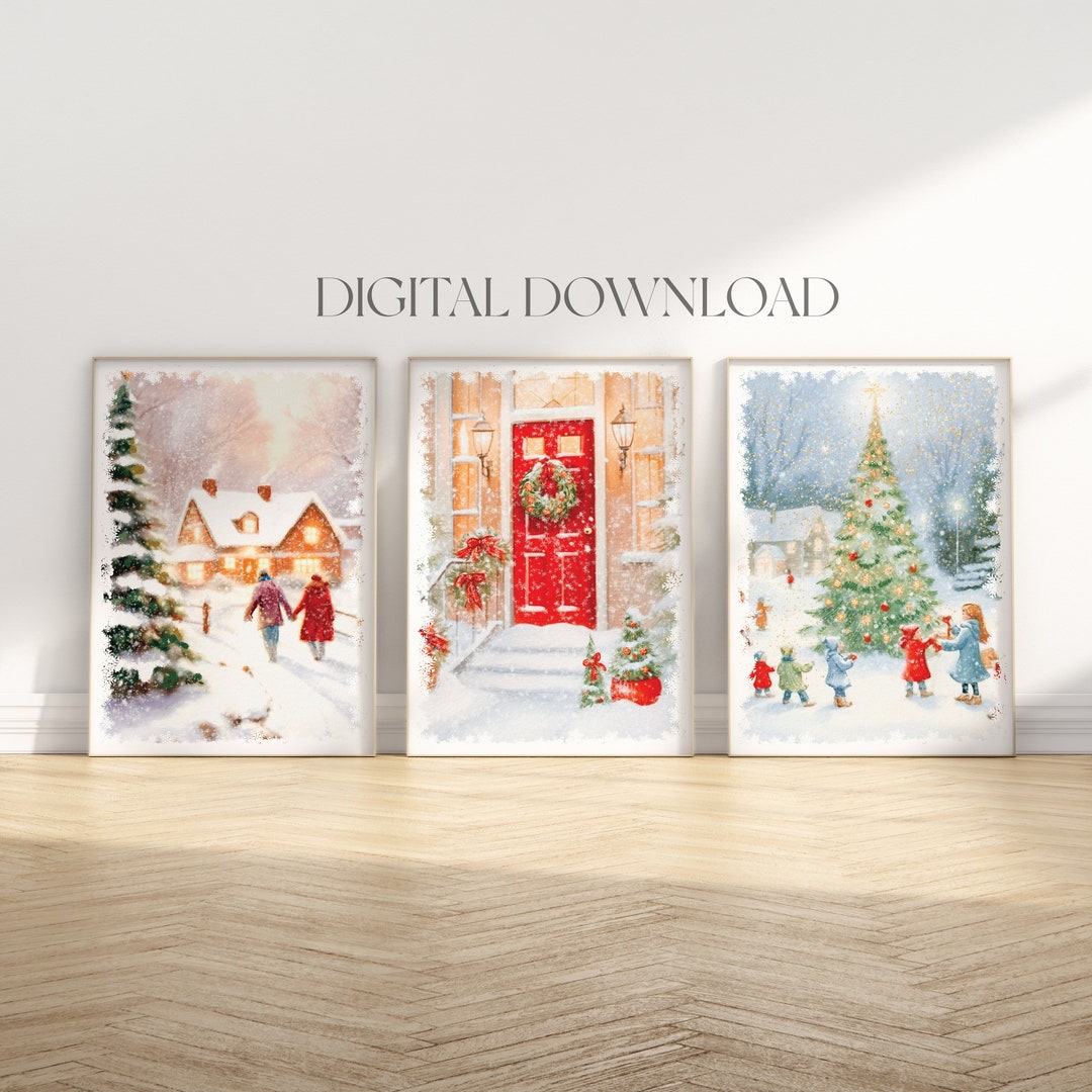 Set of 3 Magical Christmas Wall Art Printable, Christmas Wall Gallery ...