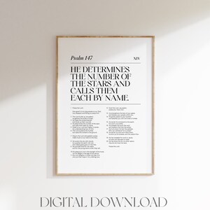 Psalms 147 He Determines the Number of the Stars Printable, Bible ...