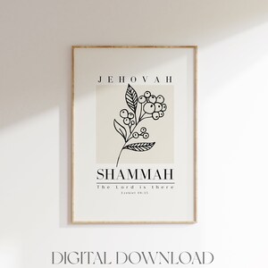 Jehovah Shammah Wall Art Printable, Ezekiel 48:35, Hebrew Names of God ...