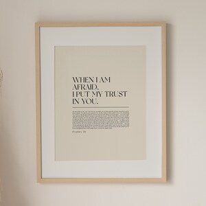 Psalm 56 Downloadable Poster, When I Am Afraid Bible Verse Printable ...