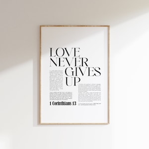 1 Corinthians 13 Love Never Gives up Printable, Bible Verse Love Wall ...