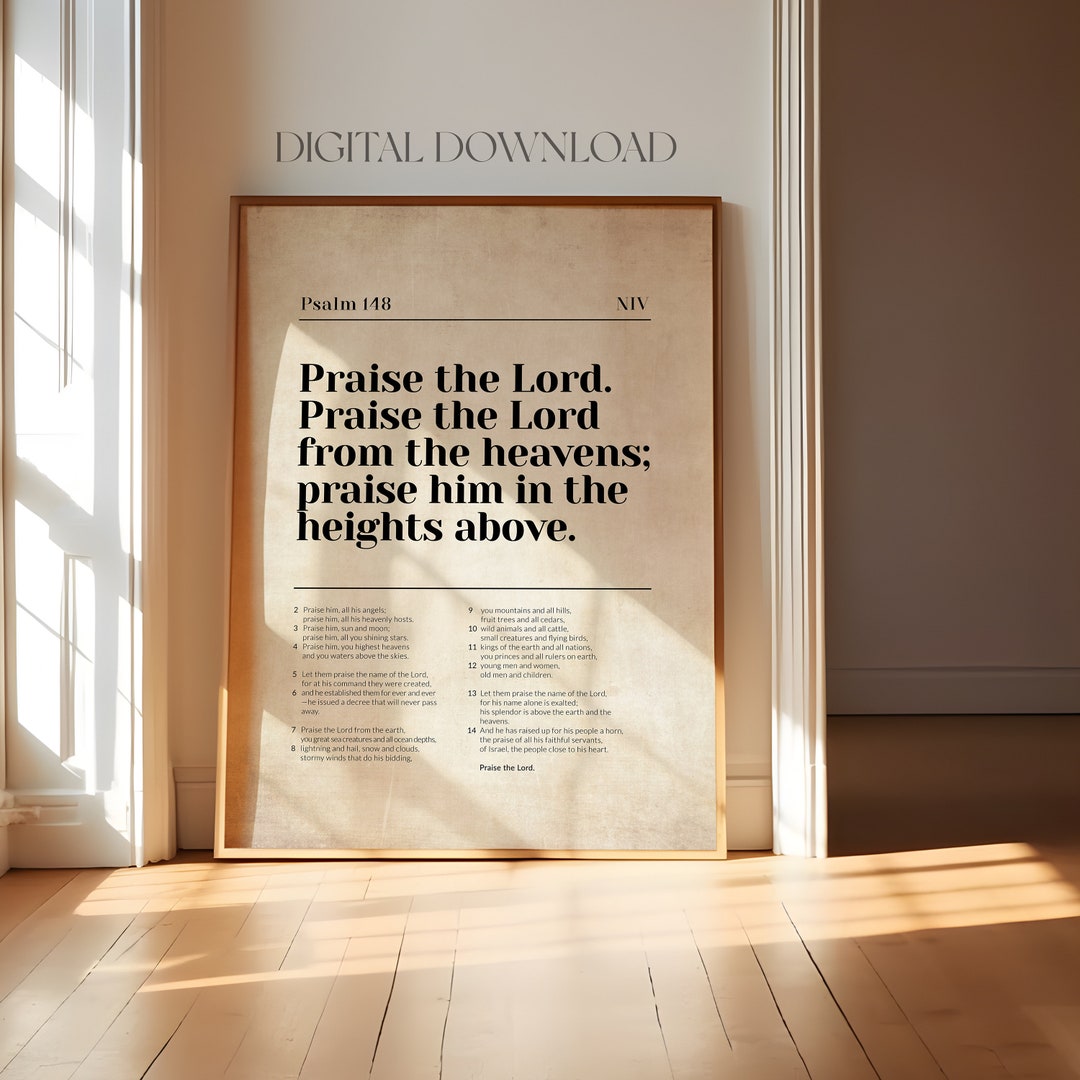 Psalm 148 Praise the Lord Downloadable Poster Christian Wall - Etsy
