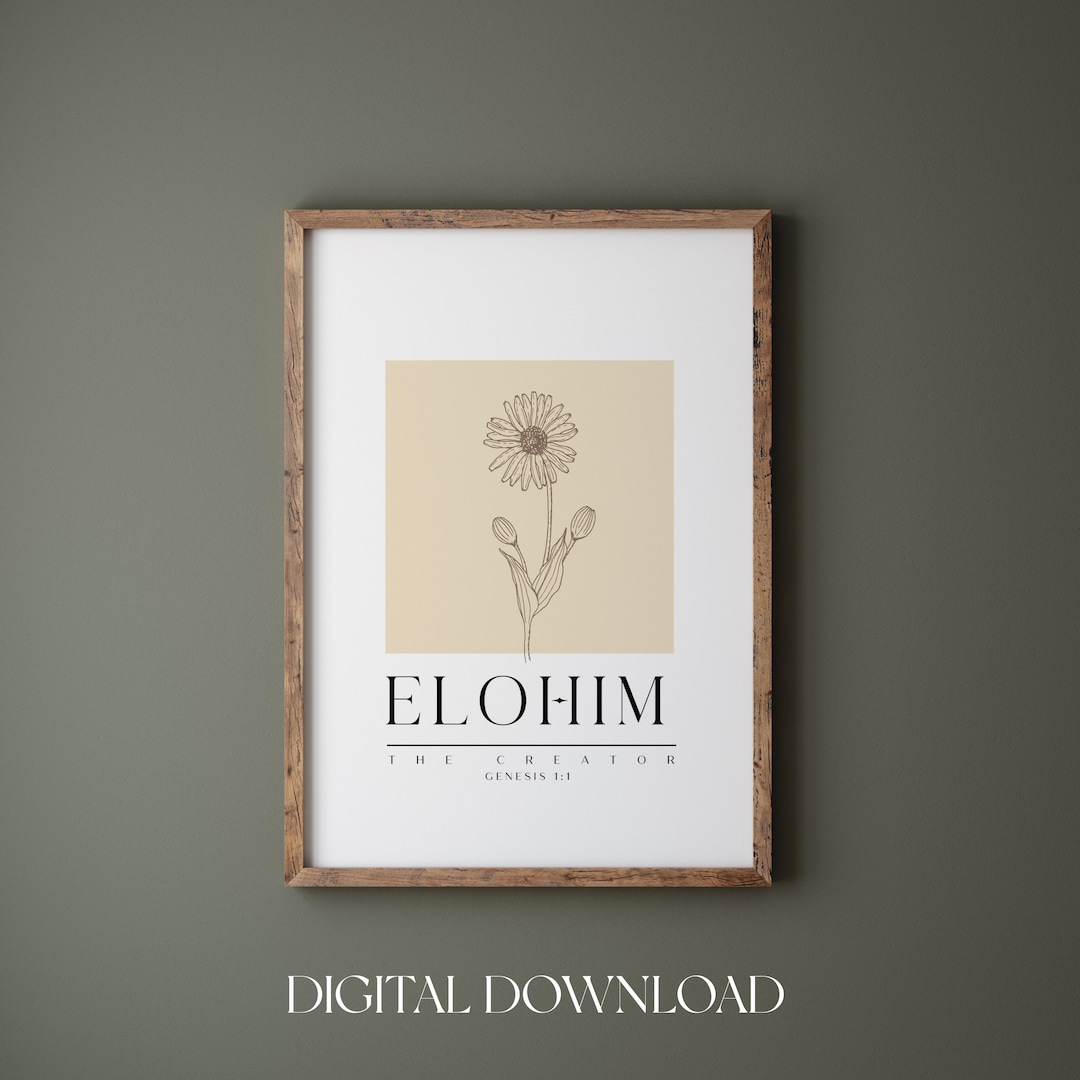 Yahweh Elohim Printable Wall Art, Genesis 1:1, Hebrew Name of God, Boho ...