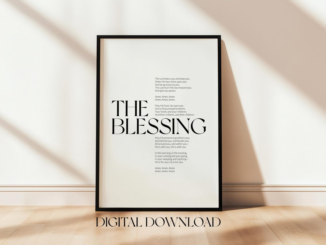 The Blessing Song Lyric Printable, Bible Verse Wall Art, Christian Wall ...