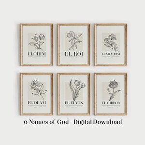 Set of 15 Bundle Hebrew Names of God Printable Art, Jehovah Jireh Rapha ...