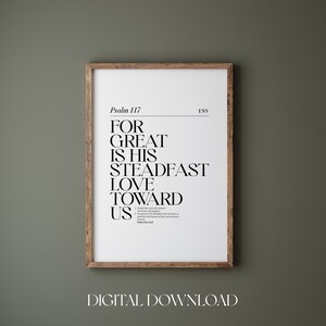 Psalm 117 Great is His Steadfast Love Printable, Bible Chapter Poster ...