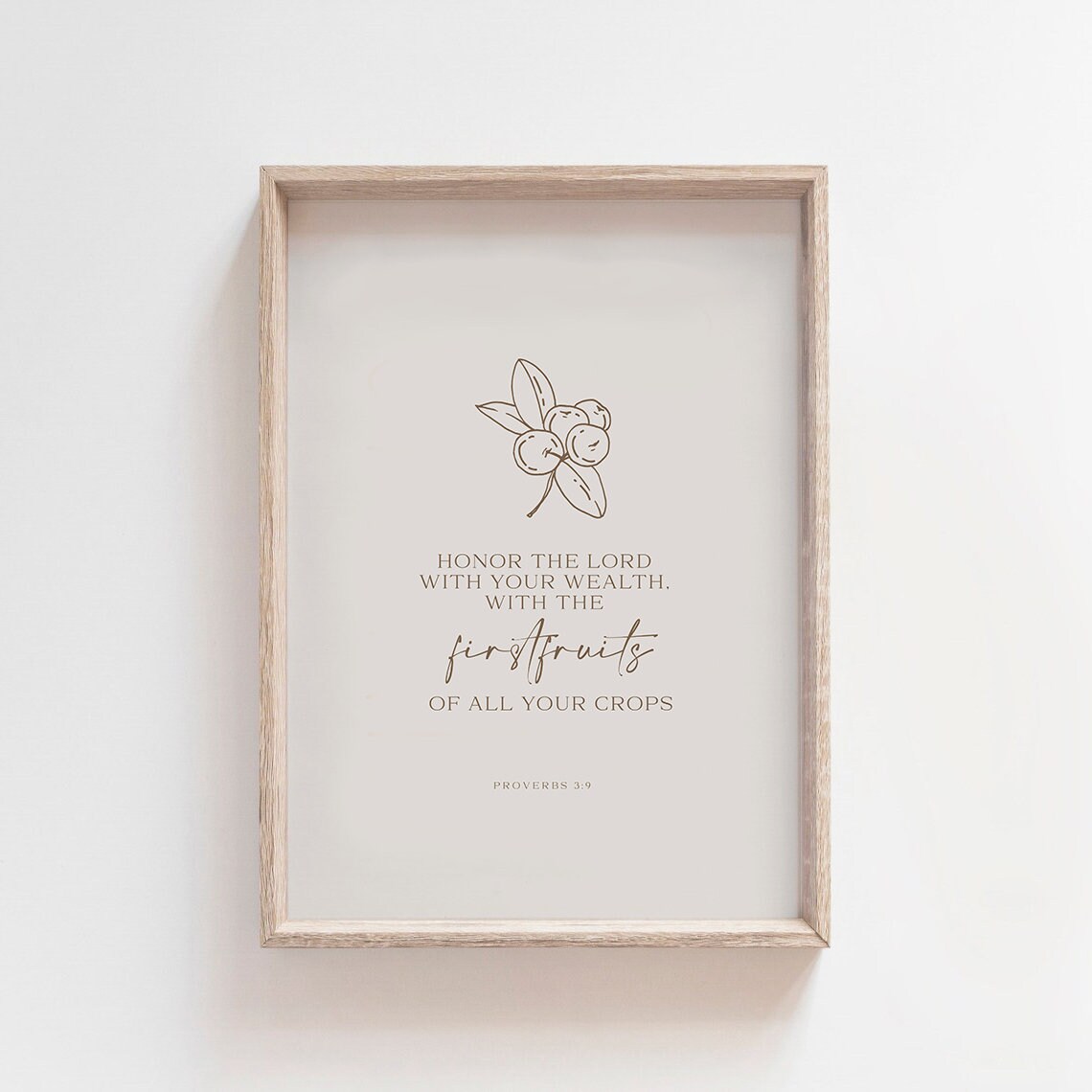 Proverbs 3:9 Christian Wall Art Print, Minimalist Bible Verse (digital ...