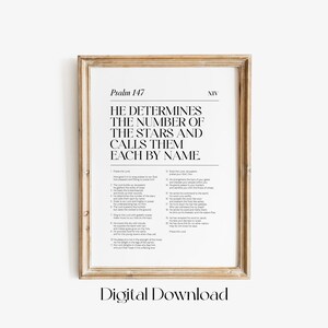 Psalms 147 He Determines the Number of the Stars Printable, Bible ...