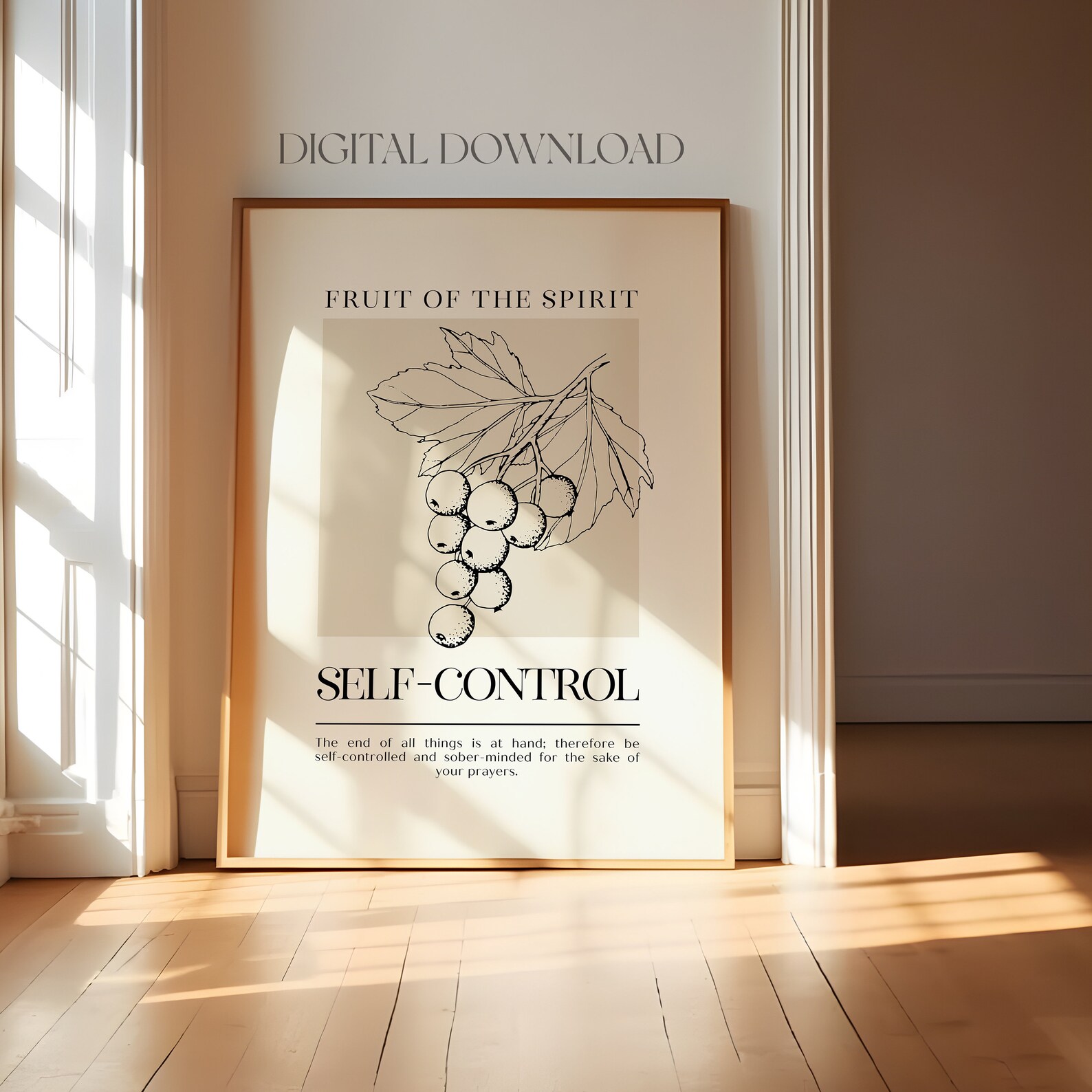 Self-control Bible Verse Print: Vintage Christian Wall Art (digital ...