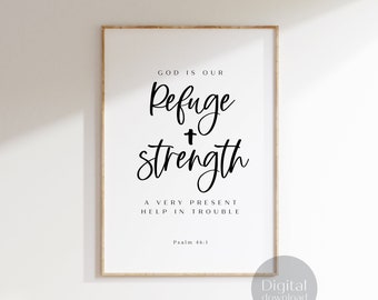 God is Our Refuge and Strength Psalm 46:1 Bible Verse Wall - Etsy