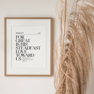 Psalm 117 Great is His Steadfast Love Printable, Bible Chapter Poster ...
