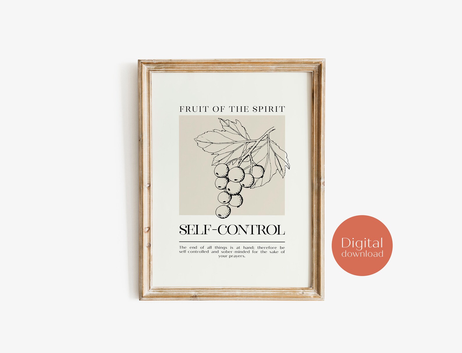 Self-control Bible Verse Print: Vintage Christian Wall Art (digital ...