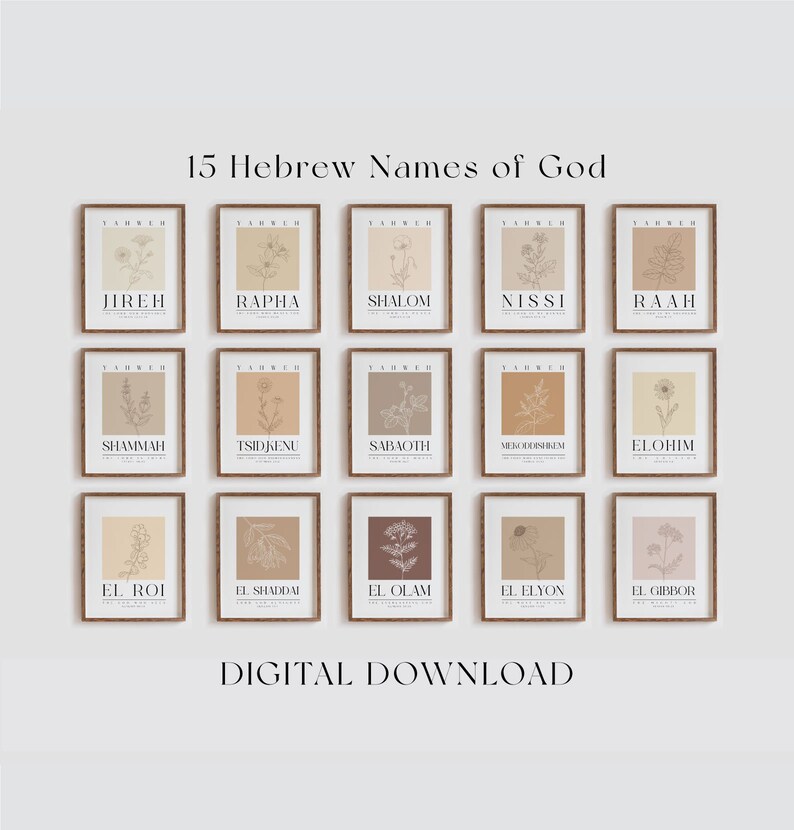 Hebrew Names of God Art Prints, Set of 15 (digital Download) - Etsy