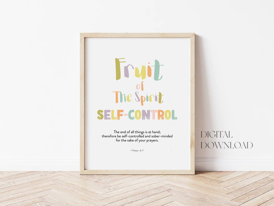 Fruit of the Spirit Self-control Kids Nursery Room Printable Wall Art ...