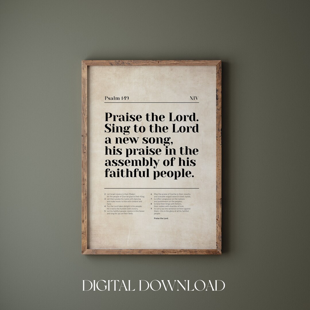 Psalm 149 Praise the Lord Downloadable Poster, Christian Wall Art ...