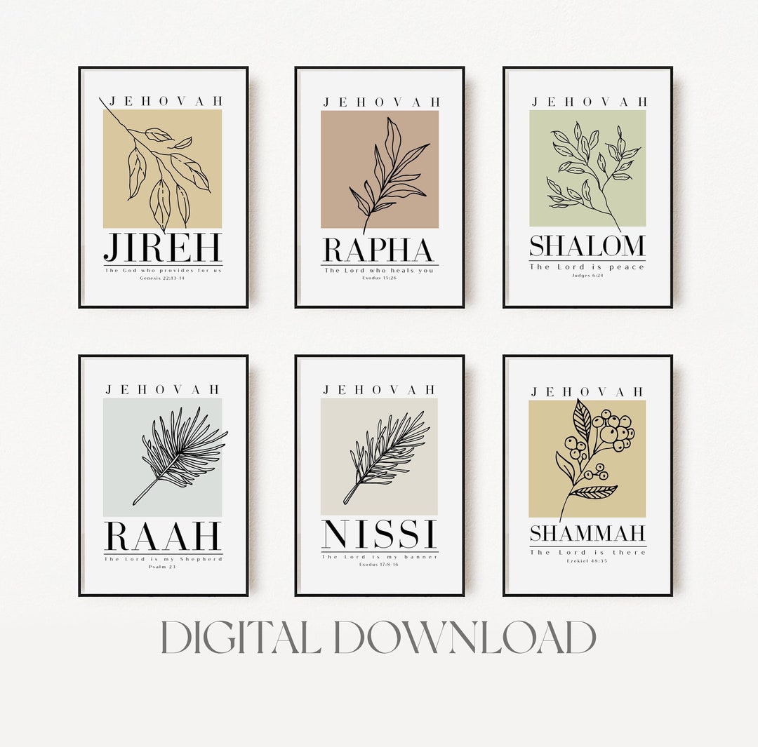 Jehovah Names Print Set, Minimalist Christian Wall Art (digital ...