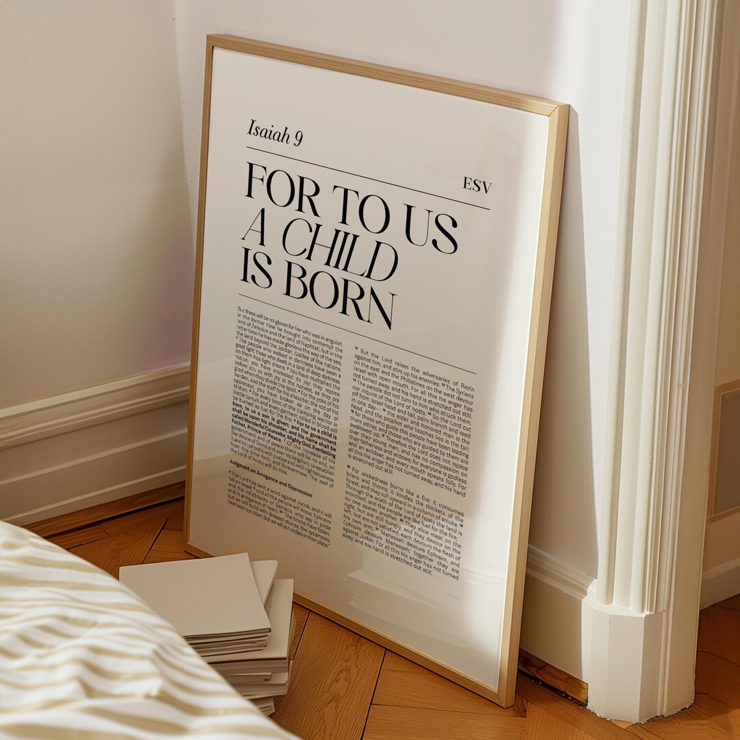 Isaiah 9:6 for to Us a Child is Born Printable, Bible Verse Wall Art ...