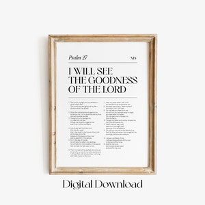 Psalm 27 I Will See the Goodness of the Lord Printable, Bible Chapter ...