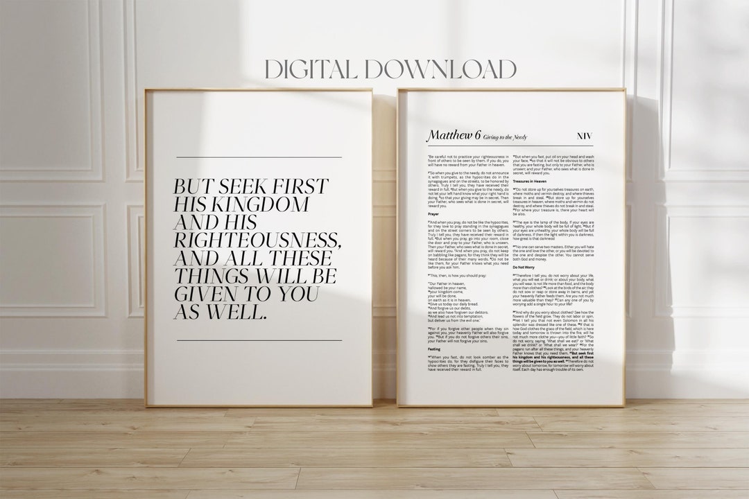 Matthew 6:33 Seek First His Kingdom and His Righteousness Set of 2 ...