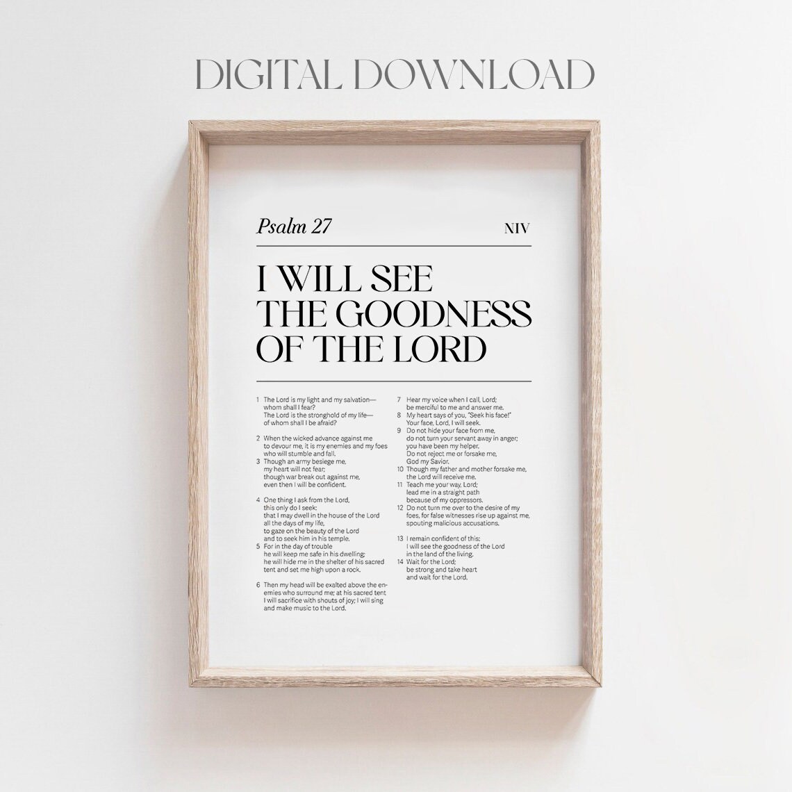Psalm 27 I Will See the Goodness of the Lord Printable, Bible Chapter ...